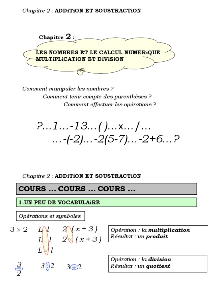 Multiplication et Division : Cours Essentiel | PDF | Multiplication ...