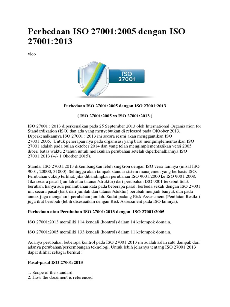 Perbedaan ISO 27001 | PDF | Komputer