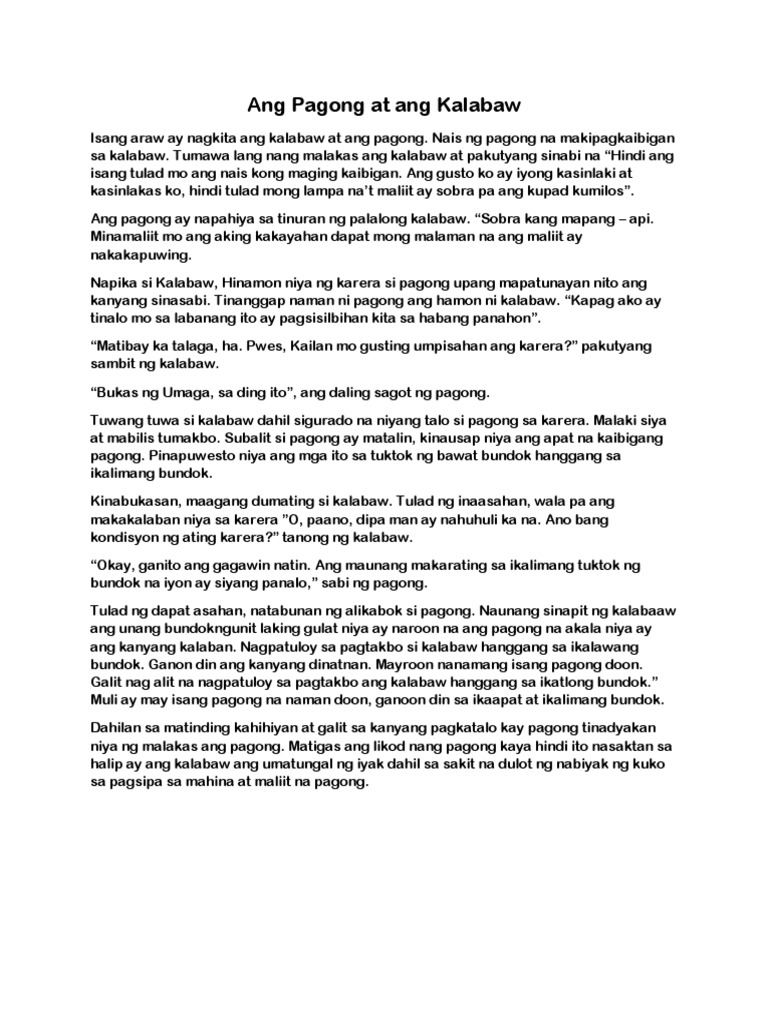 Ang Pagong at Ang Kalabaw | PDF