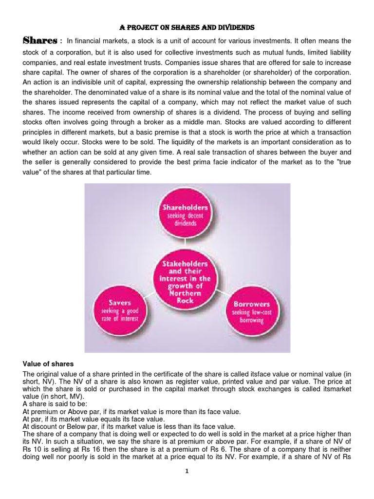 Project On Share and Dividend | PDF | Dividend | Preferred Stock