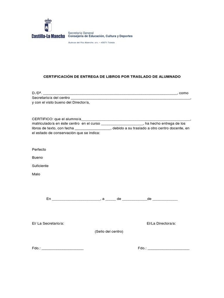 Certificación de Libros por Traslado Escolar | PDF | Negocios