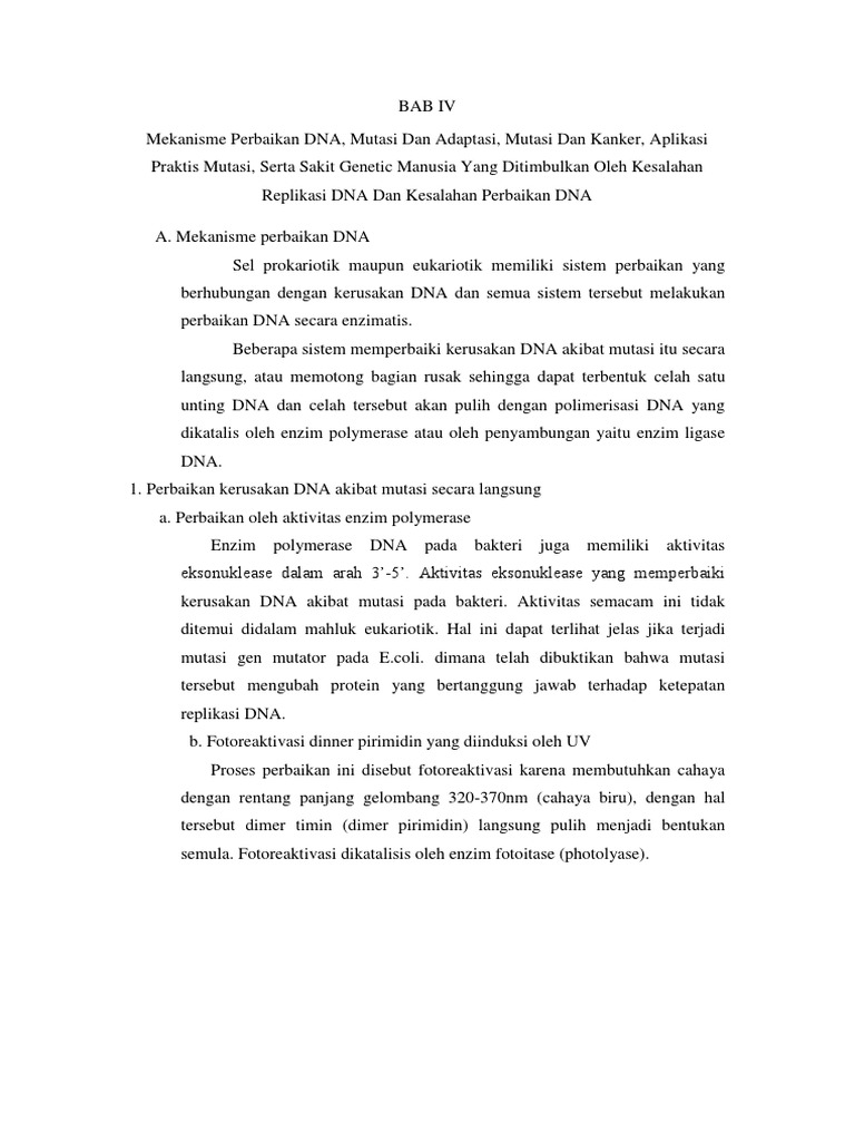 BAB IV Mekanisme Perbaikan DNA Nisa | PDF