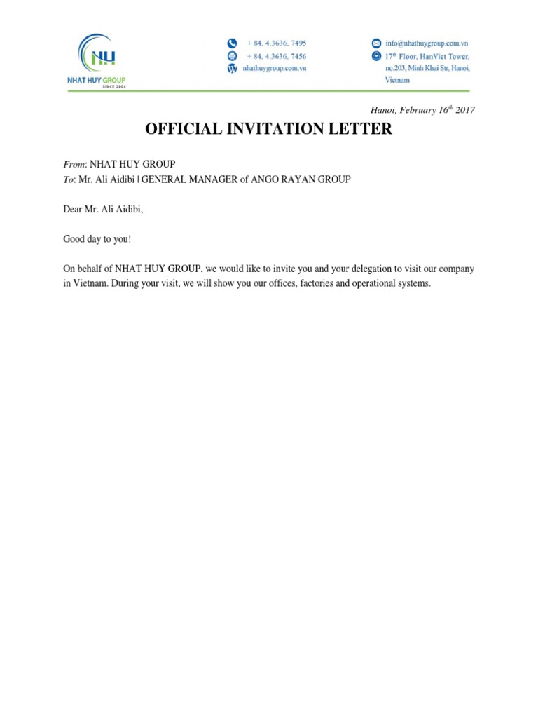 Official Invitation Letter | PDF | Business