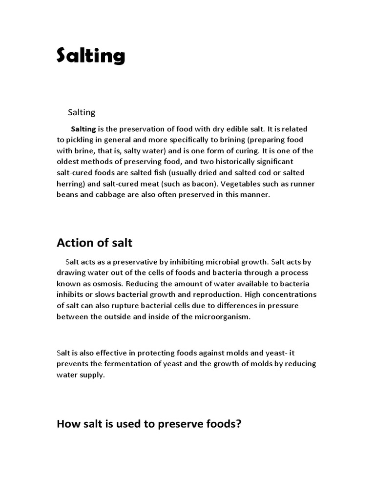 Salting | PDF | Food Preservation | Curing (Food Preservation)