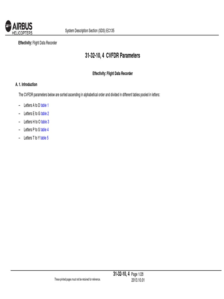 CVFDR Parameters (SDS 31-32-10-4) | PDF | Cockpit | Aerospace Engineering