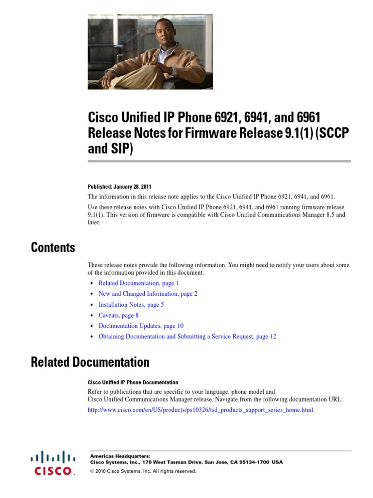 Cisco Unified IP Phone 6921 - 6941 - and 6961 Release Notes For ...