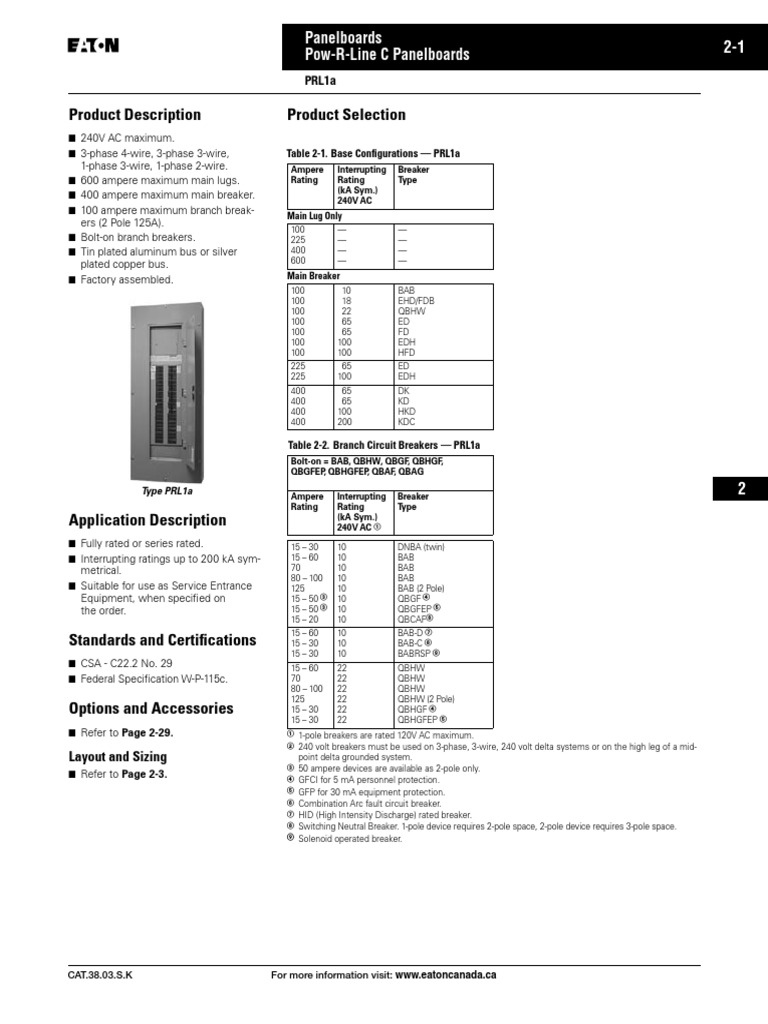 PRL1a Panelboards Guide | PDF | Electrical Engineering | Electricity
