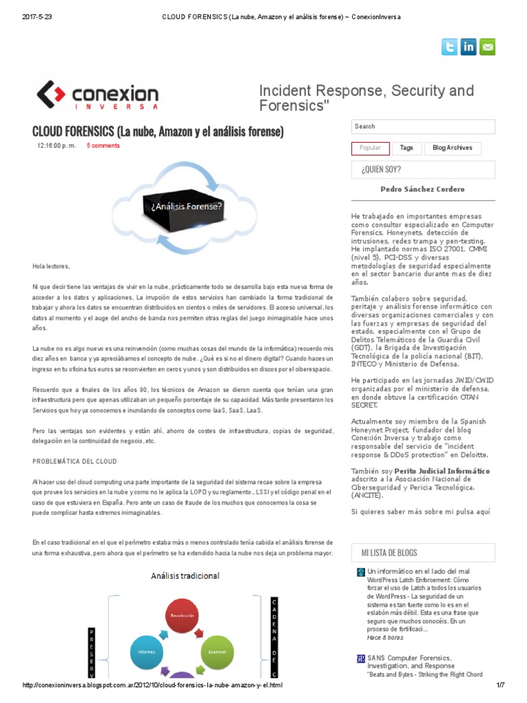 CLOUD FORENSICS (La Nube, Amazon y El Análisis Forense ...