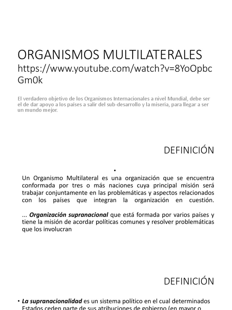 Organismos Multilaterales: Función y Tipos | PDF | Banco Mundial ...