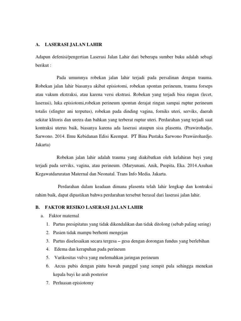 Laserasi Jalan Lahir | PDF