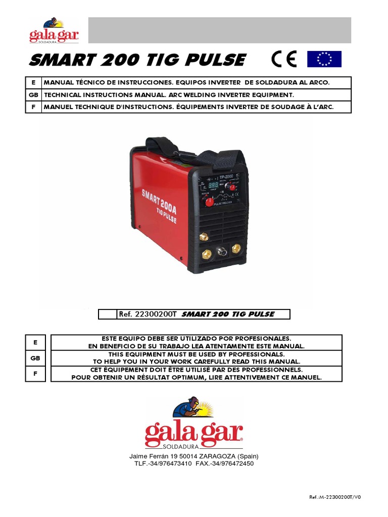 M-22300200T (Smart Tig 200P) | PDF | Soldadura | Construcción