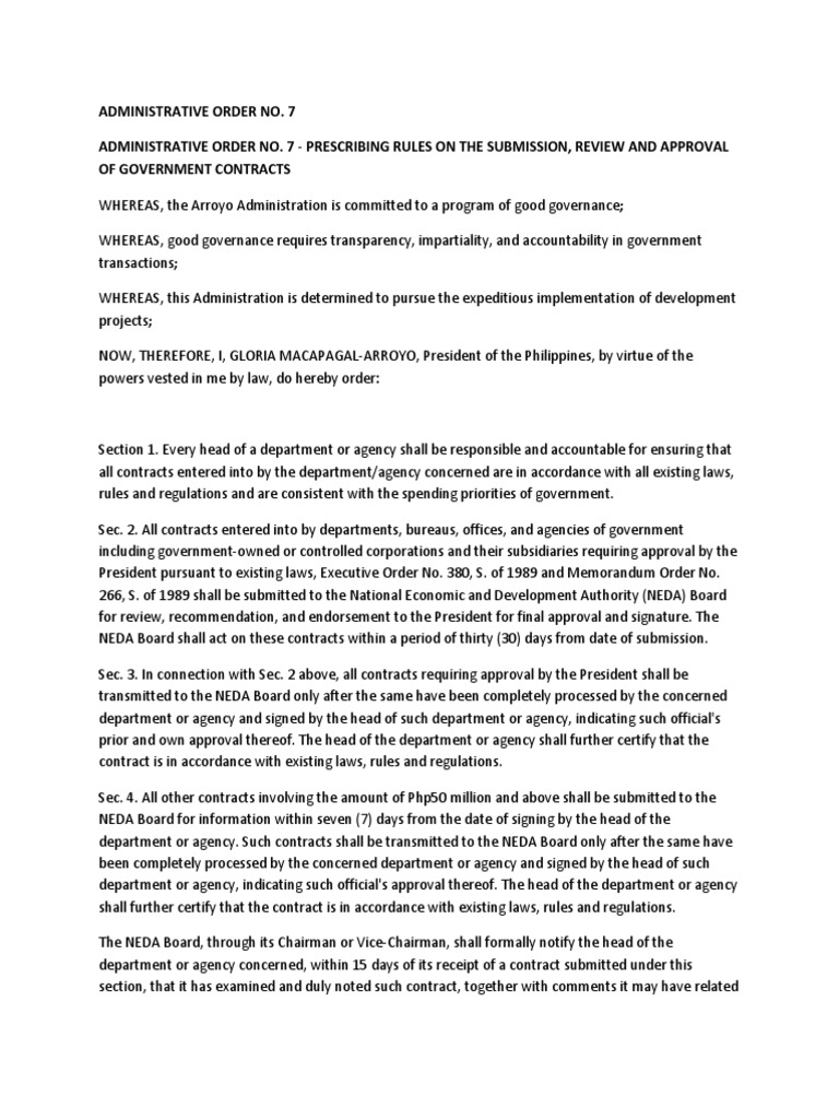 Administrative Order No. 7 Administrative Order No. 7 - Prescribing ...