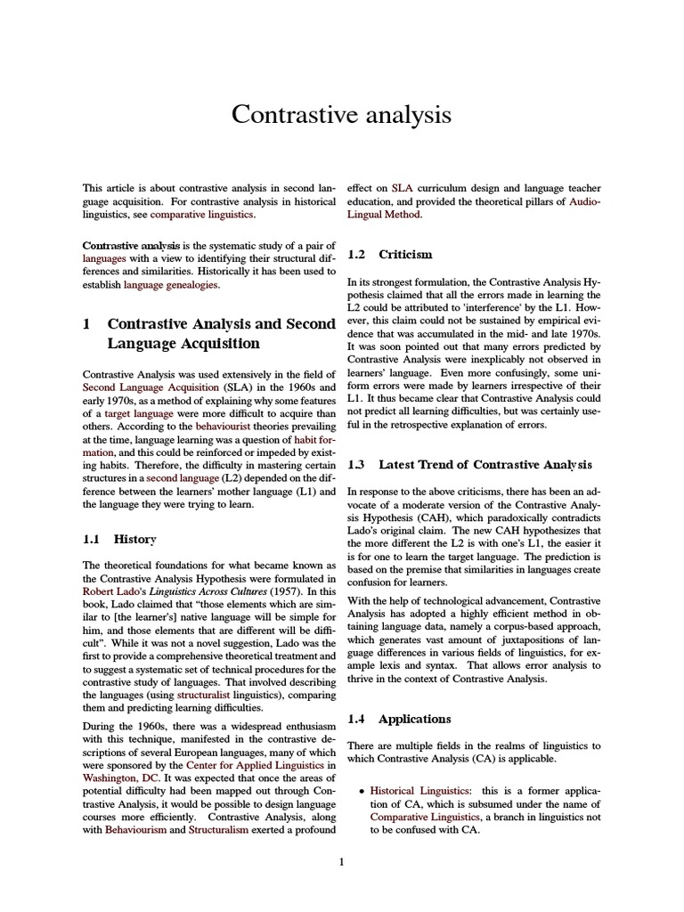 Contrastive Analysis | PDF | Psycholinguistics | Sociolinguistics