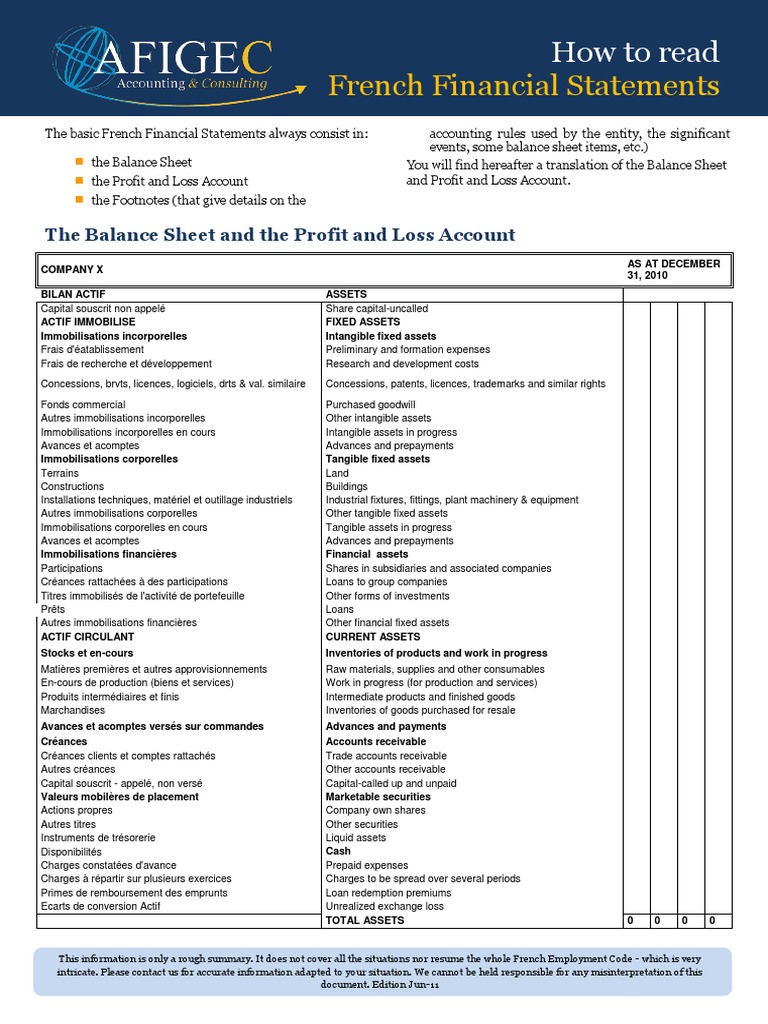 Understanding French Financial Statements | PDF | Expense | Equity ...