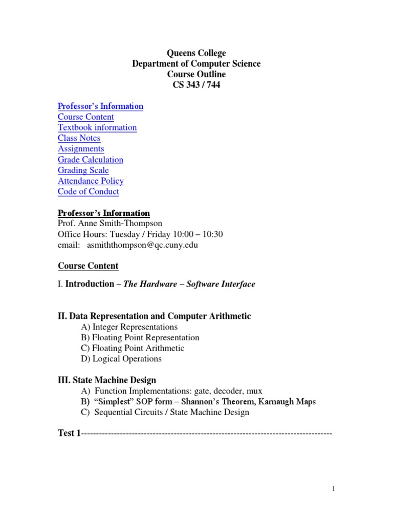 Course Outline 343 744 Revised | PDF | Computer Science | Electronic ...