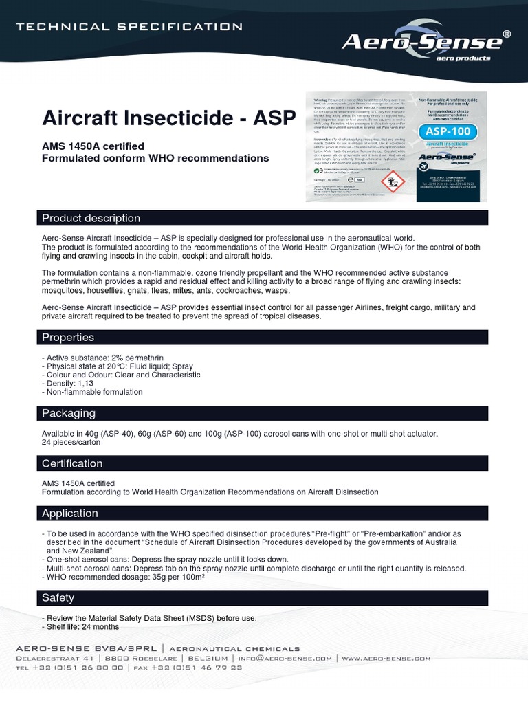 Aero-Sense Technfiche Aircraft Insecticide-ASP en | PDF