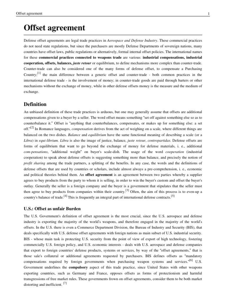 Offset Agreement - Wikipedia, The Free Encyclopedia | PDF | Economies ...