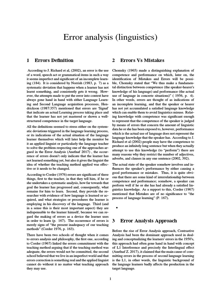 Understanding Error Analysis in Linguistics | PDF | Second Language ...