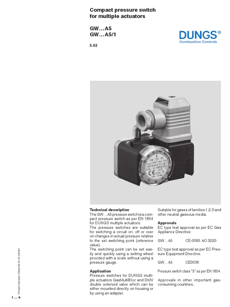 Presostato DUNGS GW50-A4 | PDF | Electrical Connector | Ac Power Plugs And Sockets