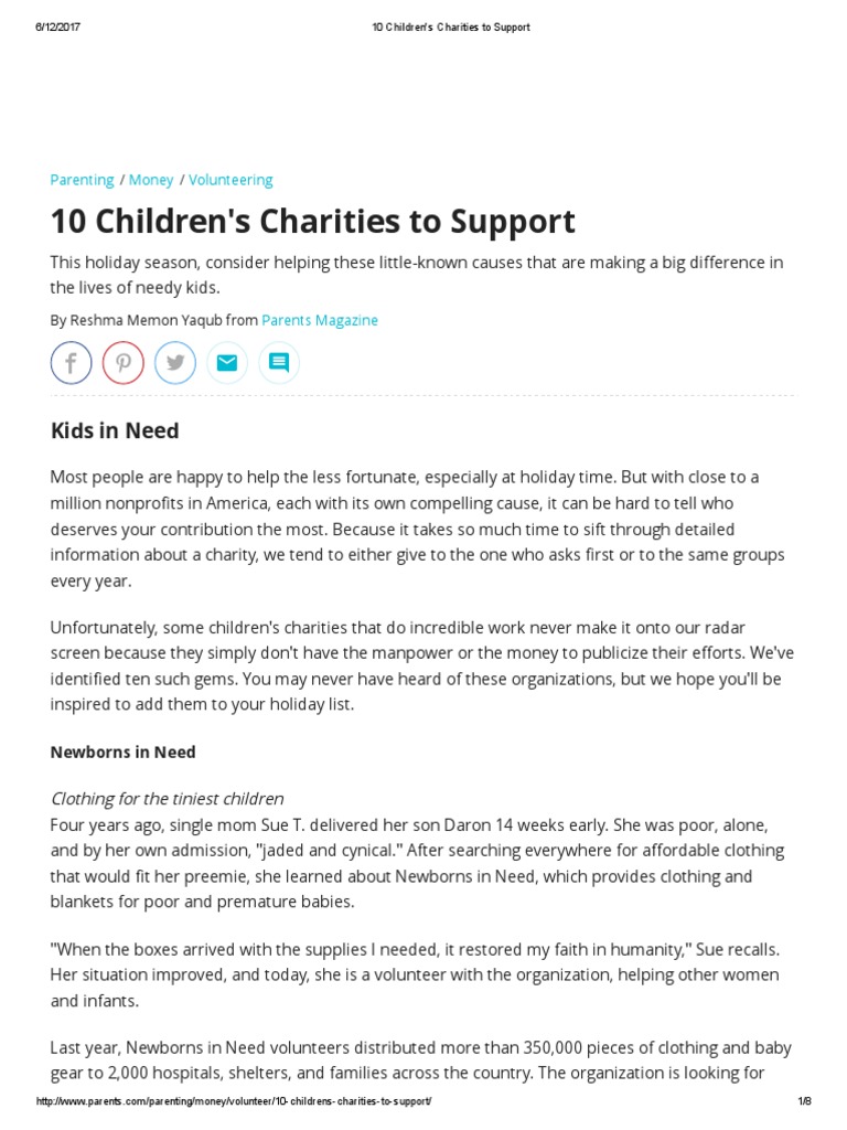 10 Children's Charities To Support | PDF | Infants | Family