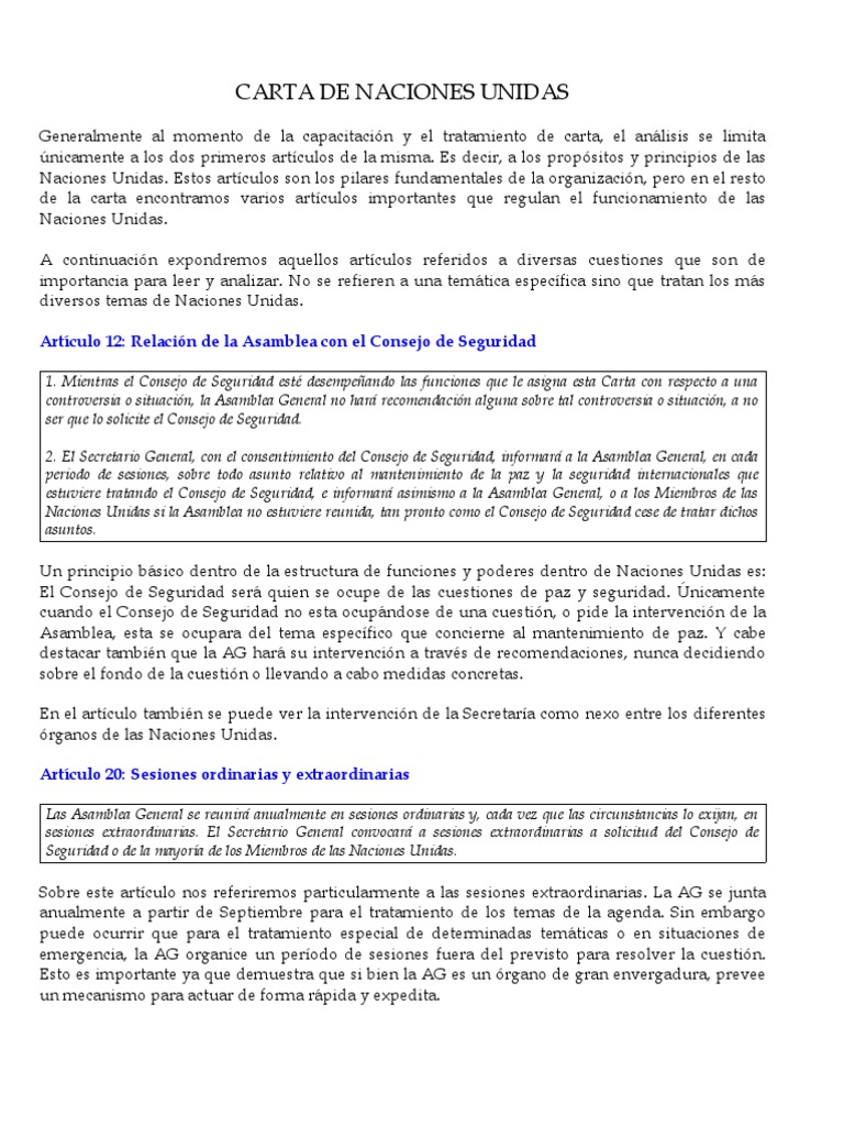 Carta Onu | PDF | Naciones Unidas | Relaciones Internacionales
