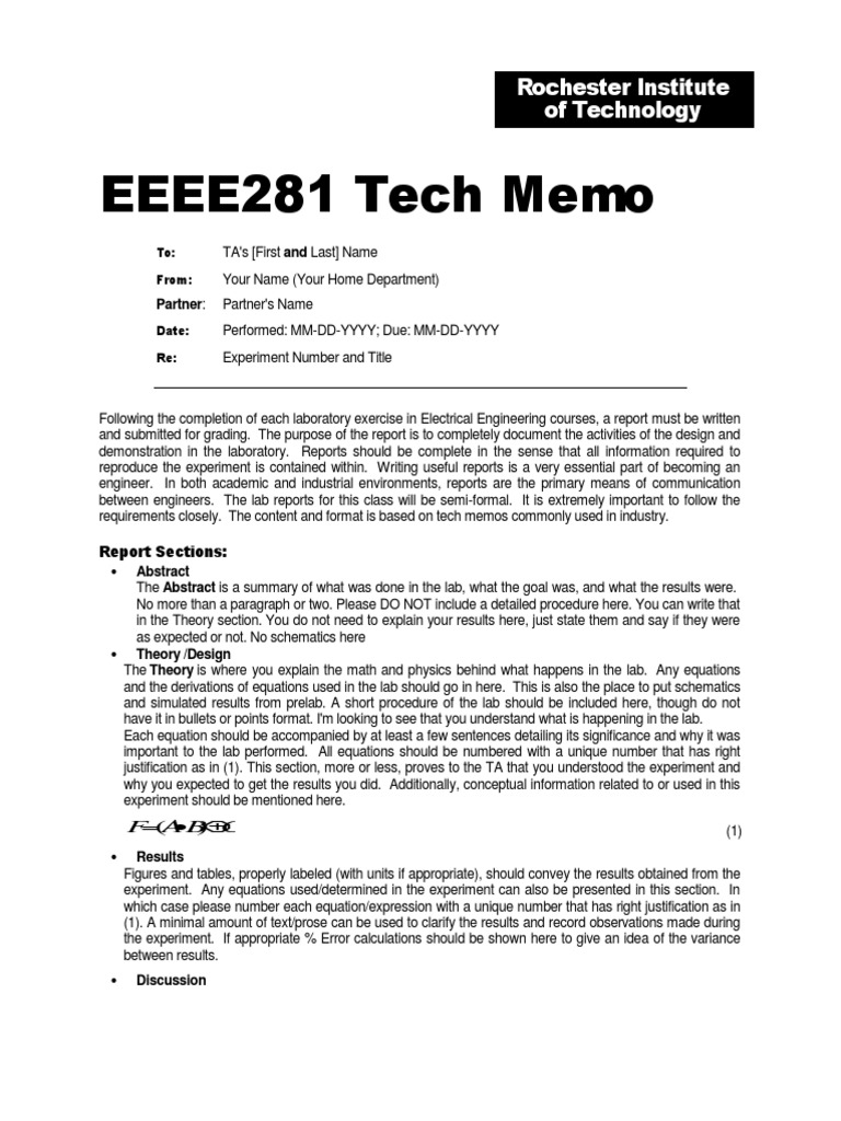 Tech Memo Template | PDF | Microsoft Word | Experiment