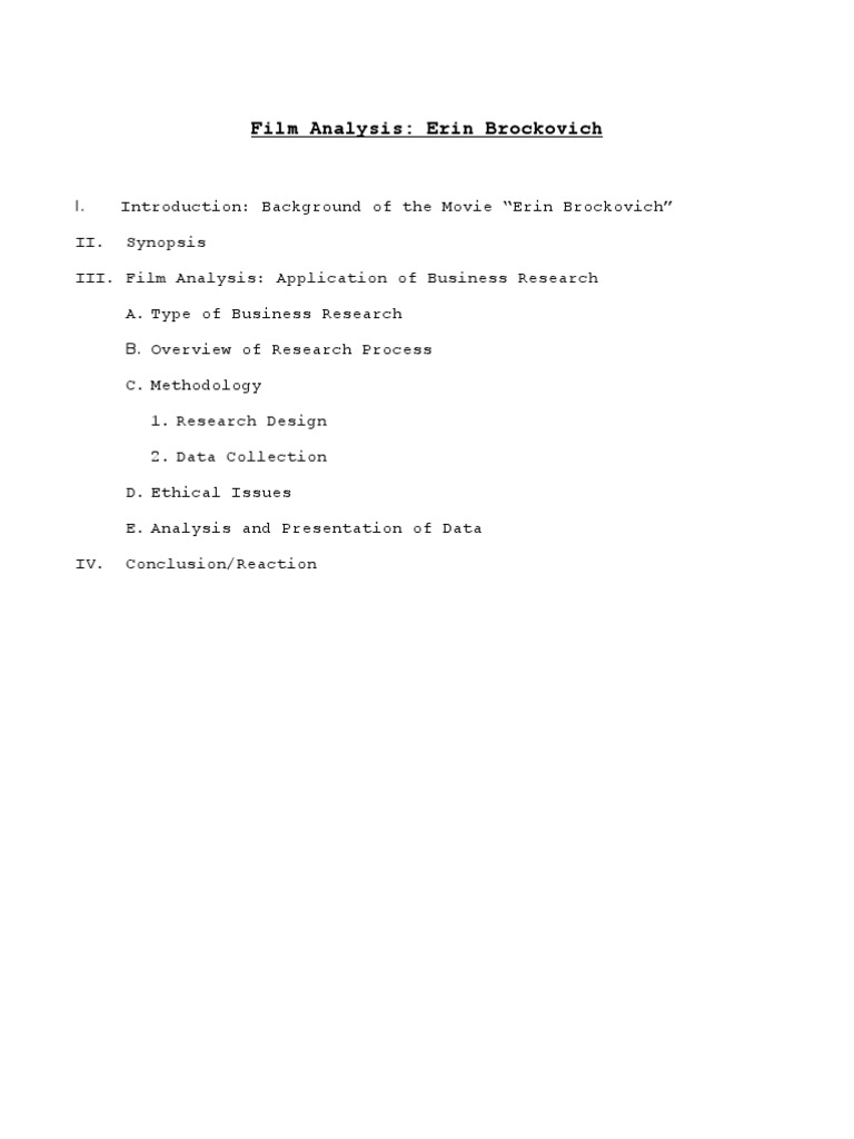 Outline on Film Analysis Final | Research Design | Science