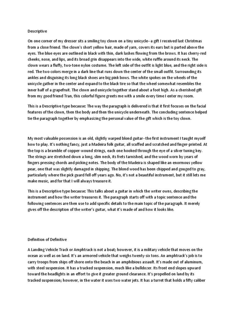 Examples of The Different Types of Paragraph Development | PDF ...