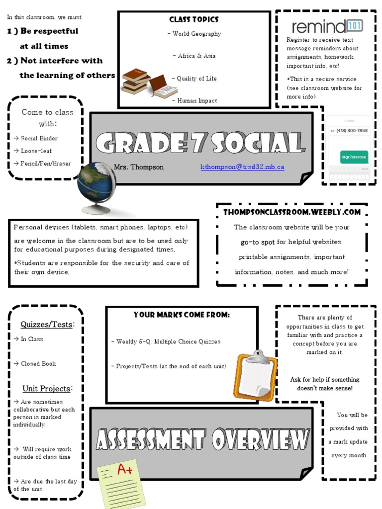 Grade 7 Social Studies Course Outline 17 | PDF | Homework | Quiz
