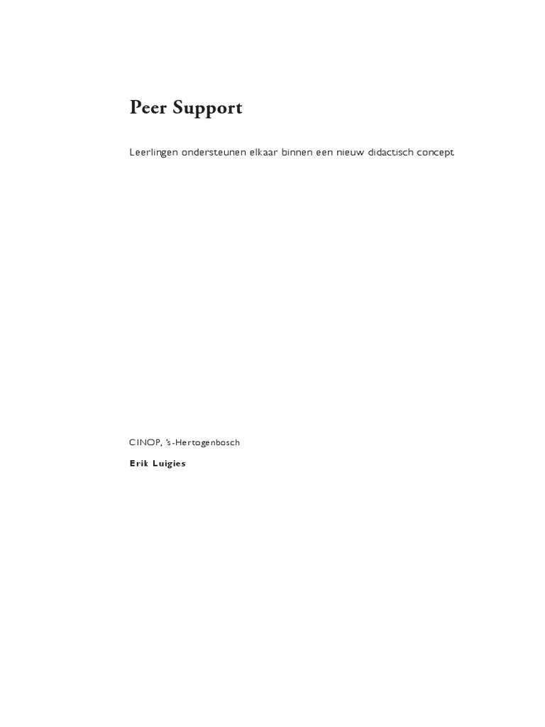 Peer Support. Leerlingen Ondersteunen Elkaar Binnen Een Nieuw ...