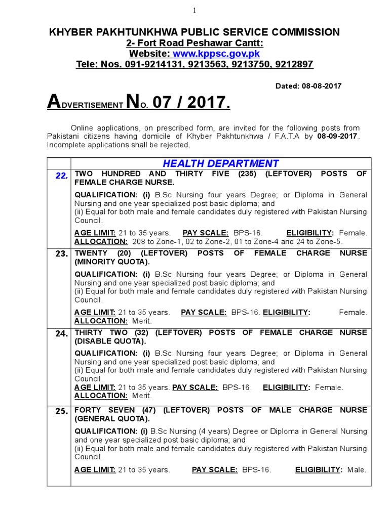 Khyber Pakhtunkhwa Public Service Commission | PDF | Academic Degree ...