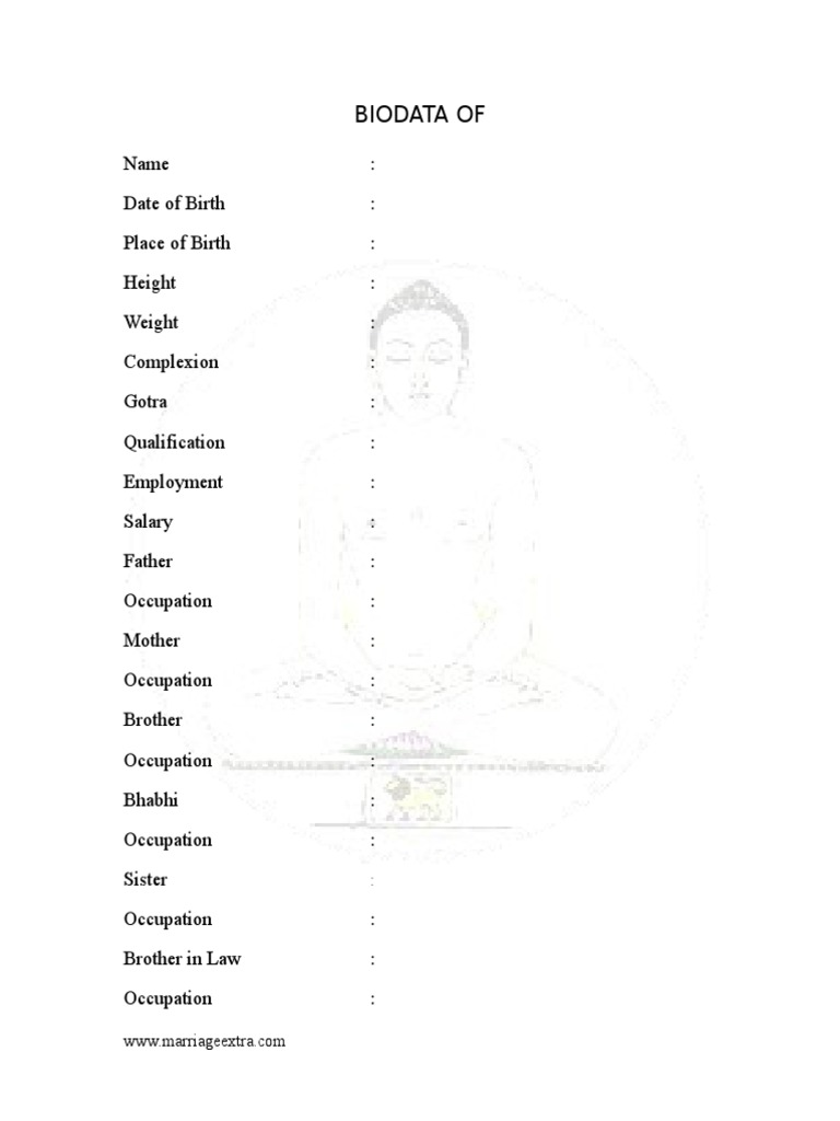 Biodata for Marriage - Jain Format.doc | Social Institutions | Society