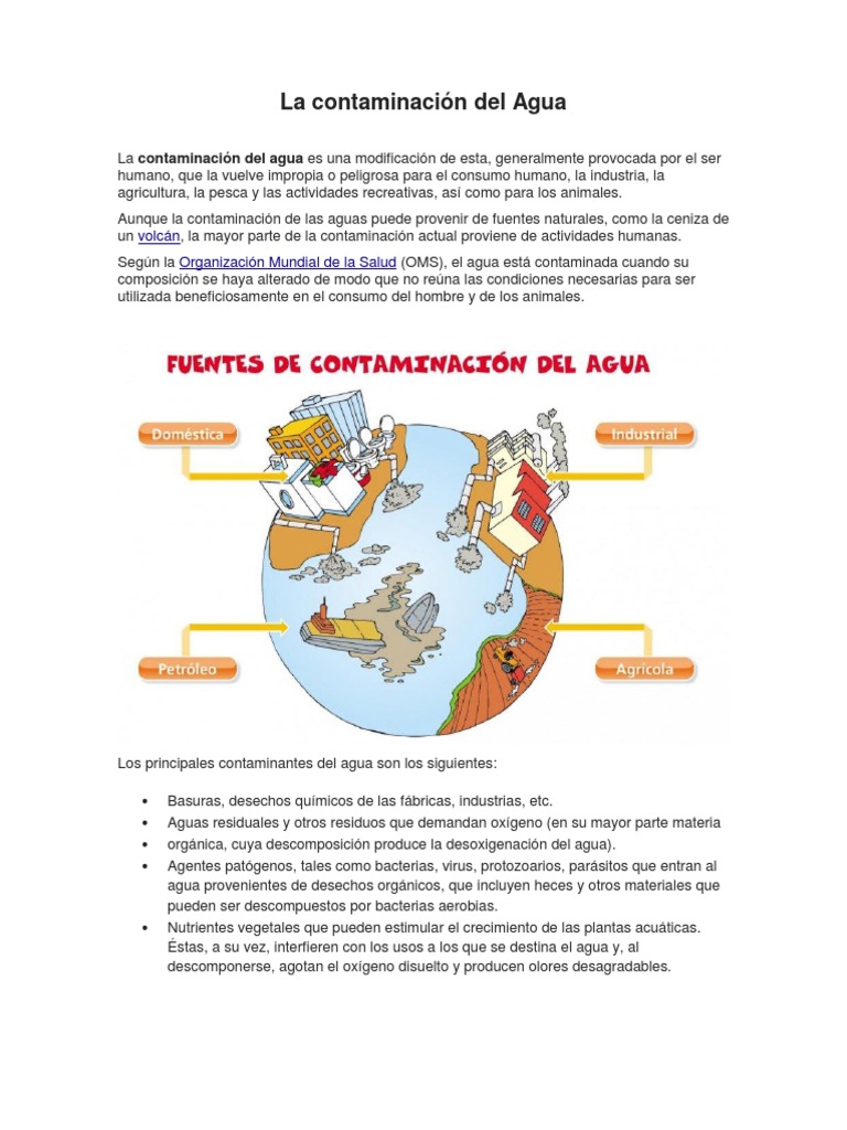 Hoja De Trabajo Sobre La Contaminación Del Agua En La Escuela Secundaria