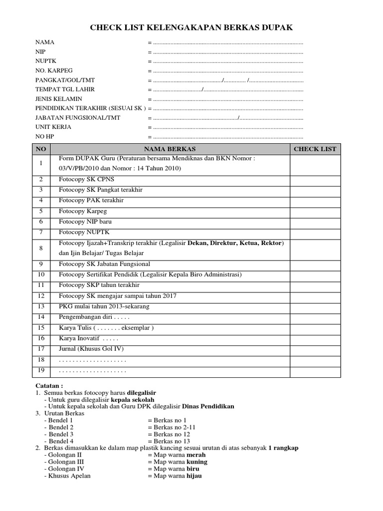 Berkas Dupak New | PDF