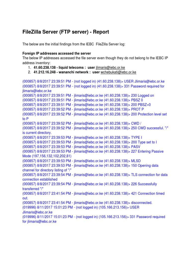 File Zilla Server Log Analysys Report | PDF | Computer File | Computer ...