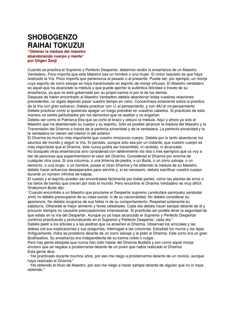 El Shobogenzo Dogen | PDF | zen | Monacato