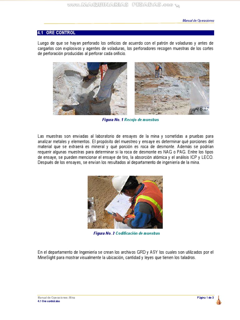 Material Ore Control Recojo Muestras Cortes Perforacion Perforadoras ...