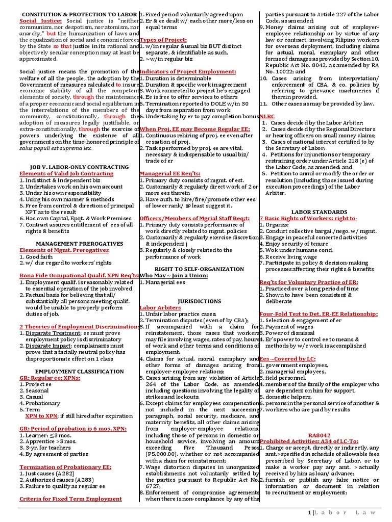 Bar Cheat Sheet Labor | Download Free PDF | Employment | Labour Economics