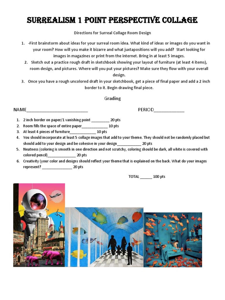 Surrealism 1 Point Perspective Collage | PDF | Collage | Art Media