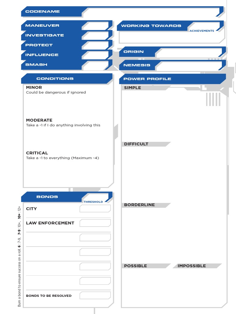 Worlds in Peril - Character Sheets, EIC Sheet PDF | PDF