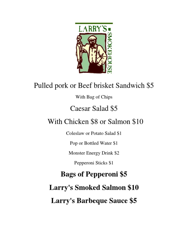 Larrys Smokehouse Menu | PDF