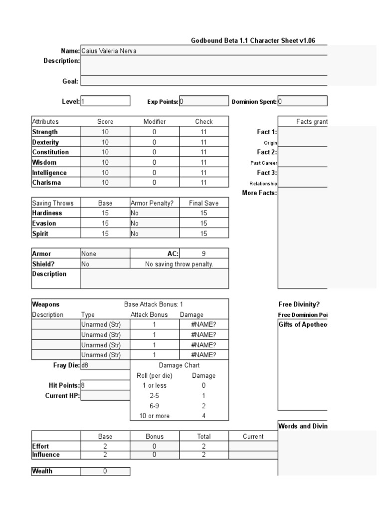 Godbound Character Sheet | PDF | Role Playing Games | Role Playing