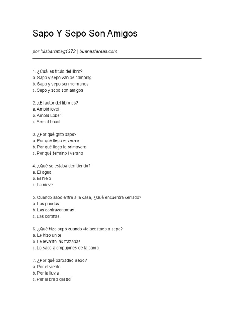 Sapo Y Sepo Son Amigos-30!03!2015 | PDF | Ocio