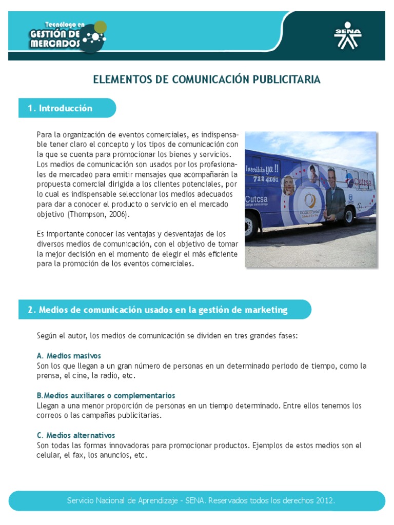 Elementos de Comunicacion Publicitaria | Publicidad | Marketing