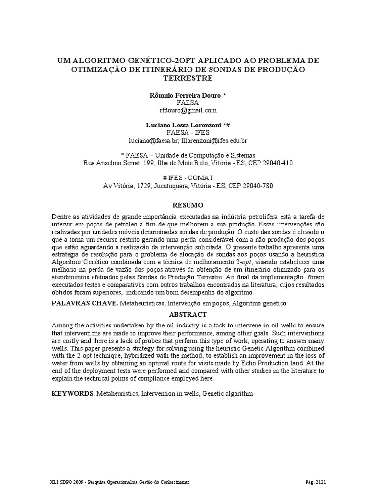 Algoritmo 2-Opt | PDF | Algoritmos | Pesquisa operacional