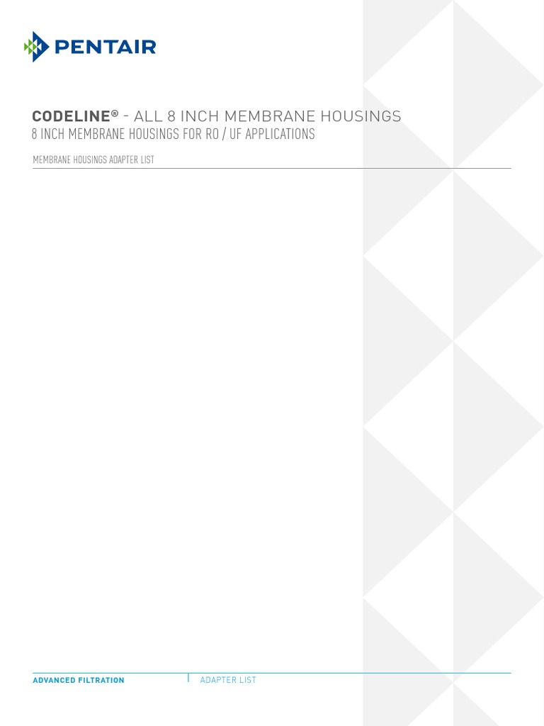 Adapter List 8 Inch Membrane Housings | PDF | Membrane | Unit Operations