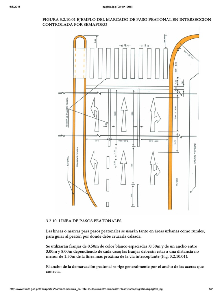 MTC. Manual de Transito. Lineas de Paso Peatonales | PDF