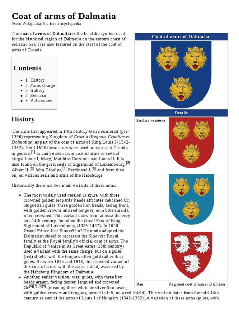 Coat of Arms of Dalmatia | Heraldry | Communication Design