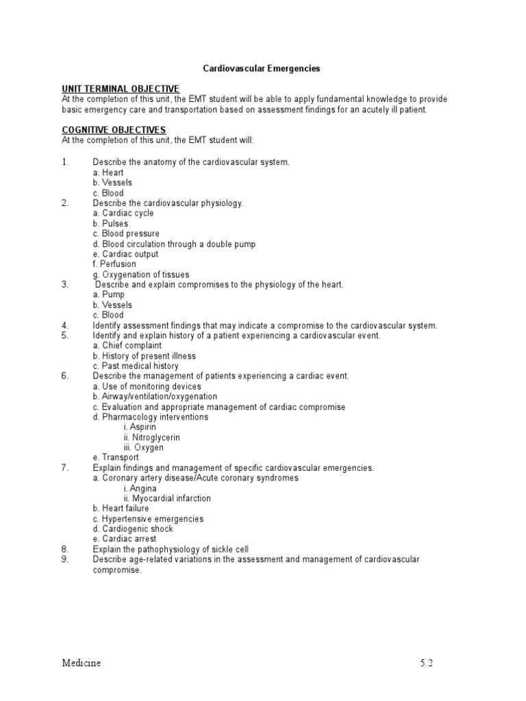 EMT Guide to Cardiovascular Emergencies | PDF | Myocardial Infarction ...