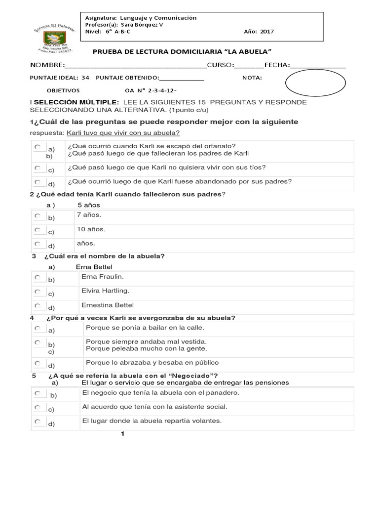 La Abuela | PDF | Comprensión lectora